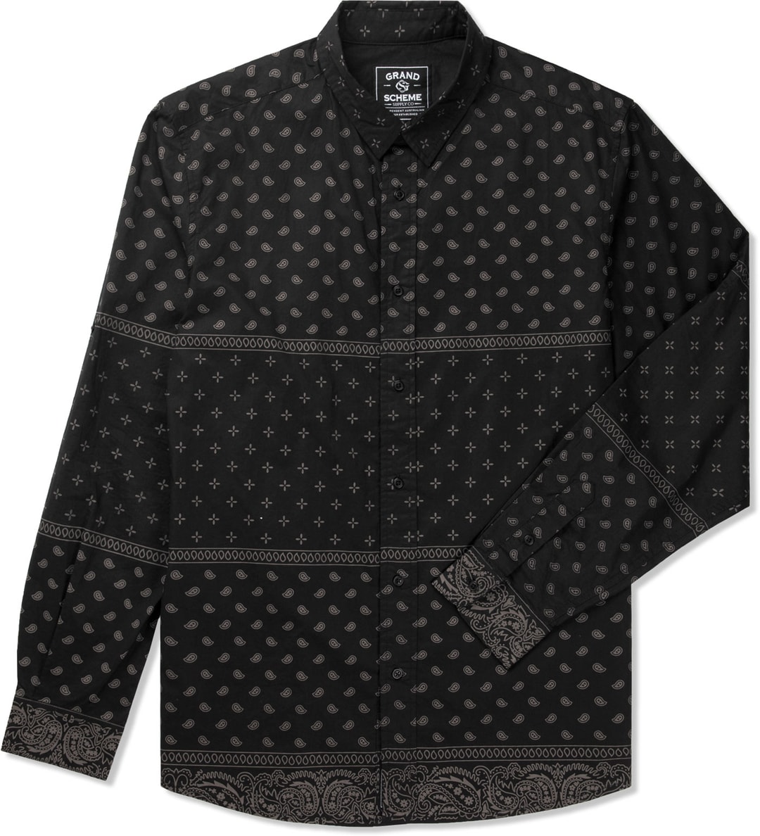 GRAND SCHEME - Black Bandana L/S Shirt | HBX - Globally Curated Fashion ...