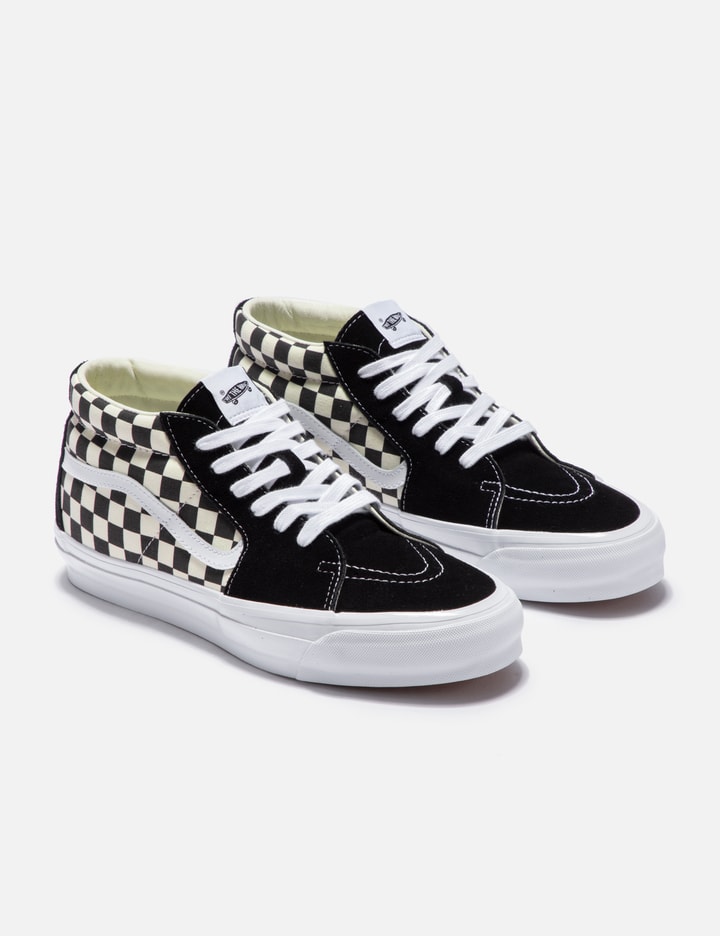 Vans SK8-MID REISSUE 83 - Mid-top checkerboard sneaker with leather ...