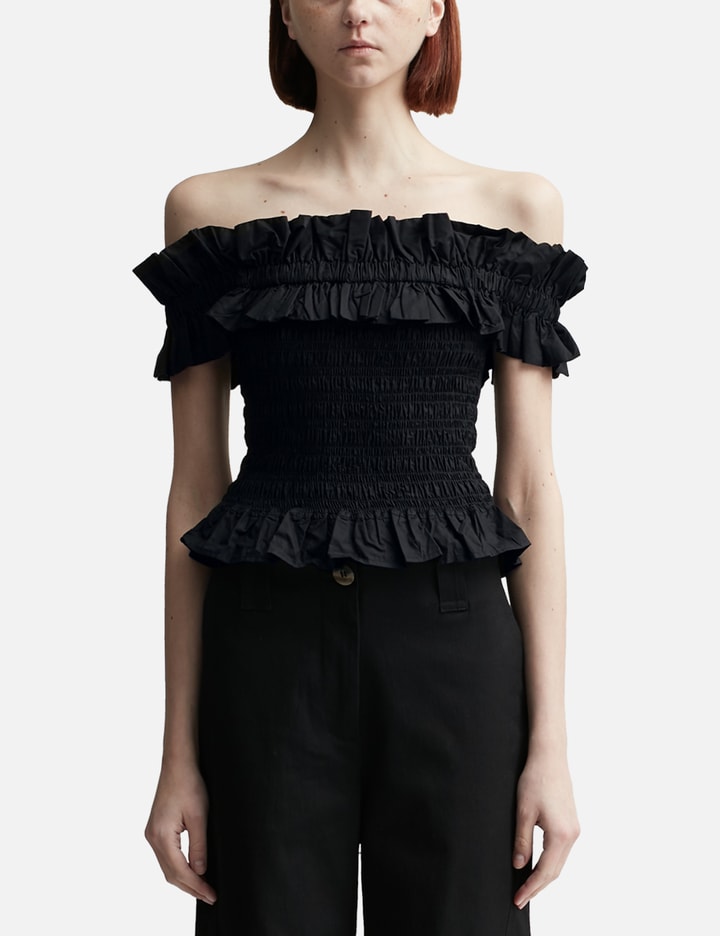 Ganni - Cotton Poplin Off-shoulder Smock Top | HBX