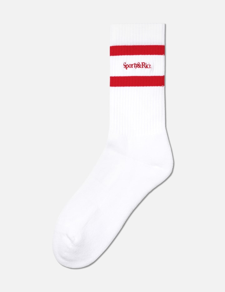 Sporty & Rich - Sporty & Rich x Prince Serif Logo Striped Socks | HBX