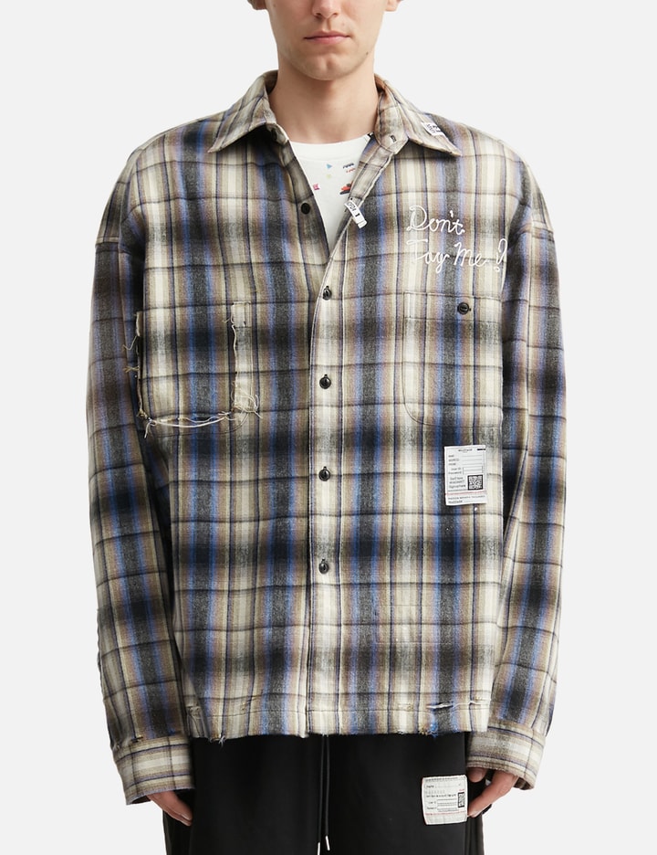 Maison Mihara Yasuhiro Vintage Like Check Shirt - 復古格紋襯衫配刺繡字樣與破壞口袋細節。 | HBX