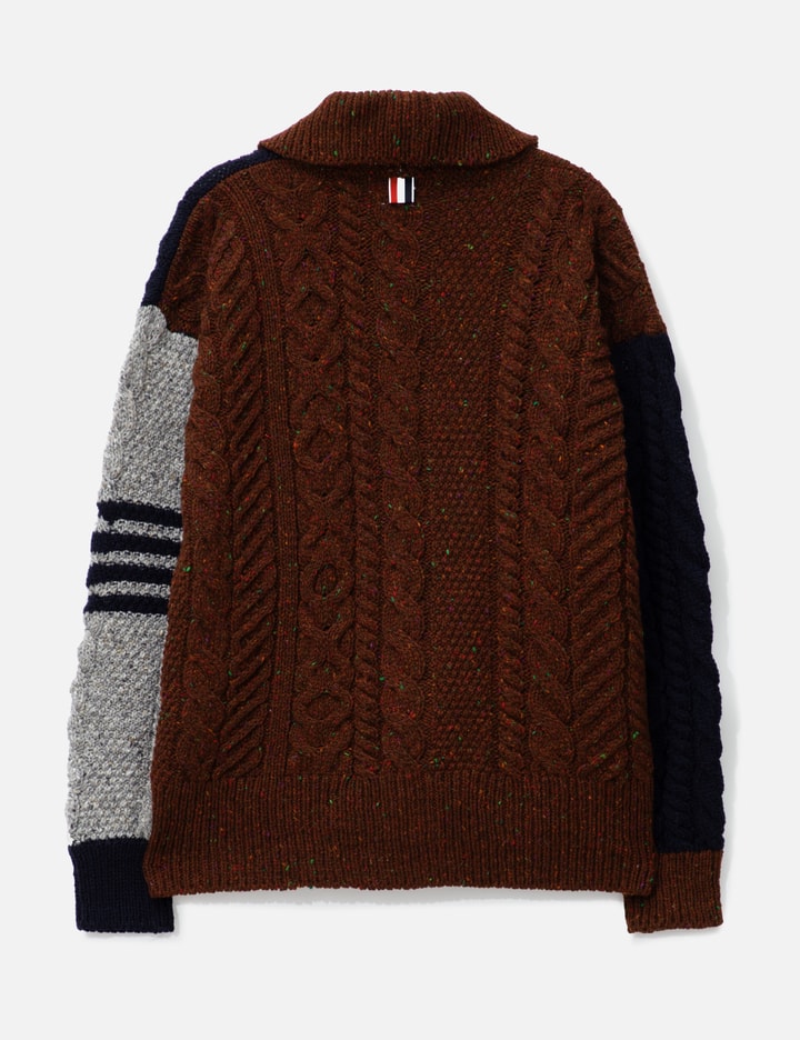 Thom Browne - Funmix Donegal Mixed Cable Stitch 4-Bar Mock Neck ...