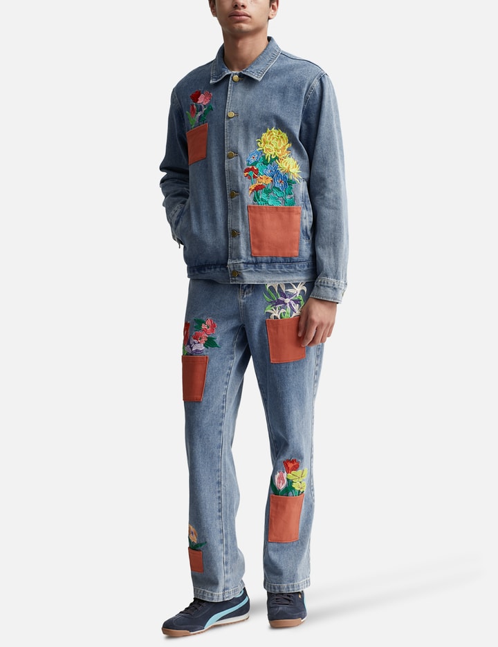 KidSuper - FLOWER POTS DENIM JACKET | HBX - Globally Curated Fashion ...