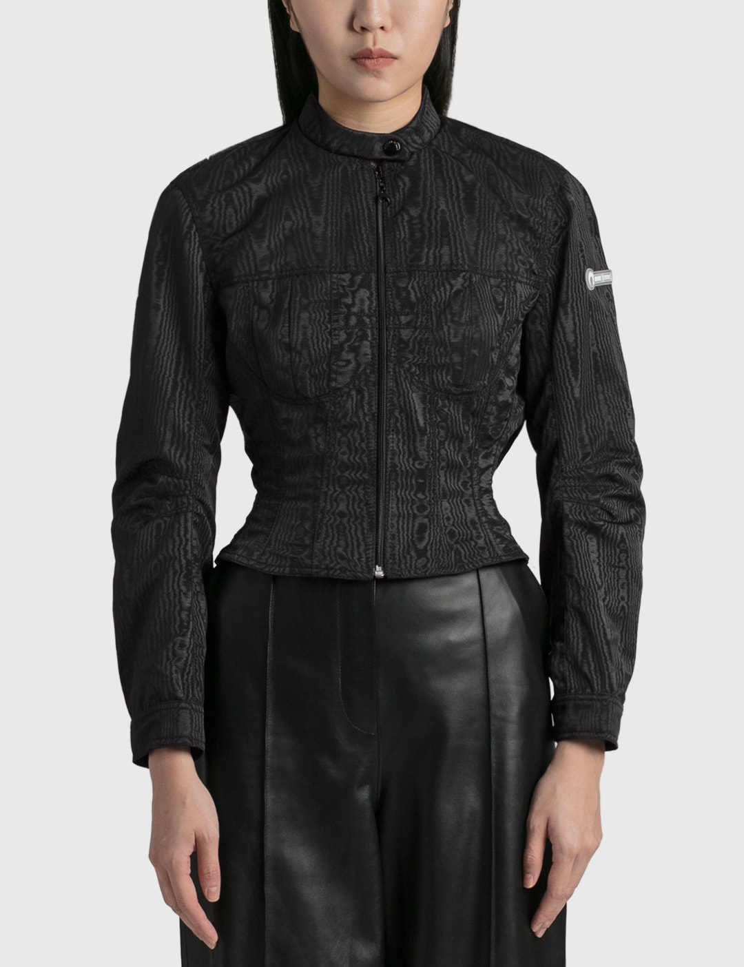 Marine Serre - Shaped Cropped Moire Jacket | HBX