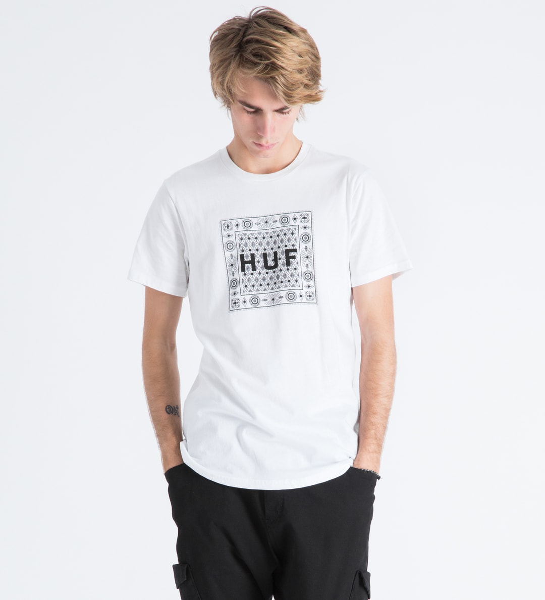 Huf - White Bandana T-Shirt | HBX - Globally Curated Fashion and ...