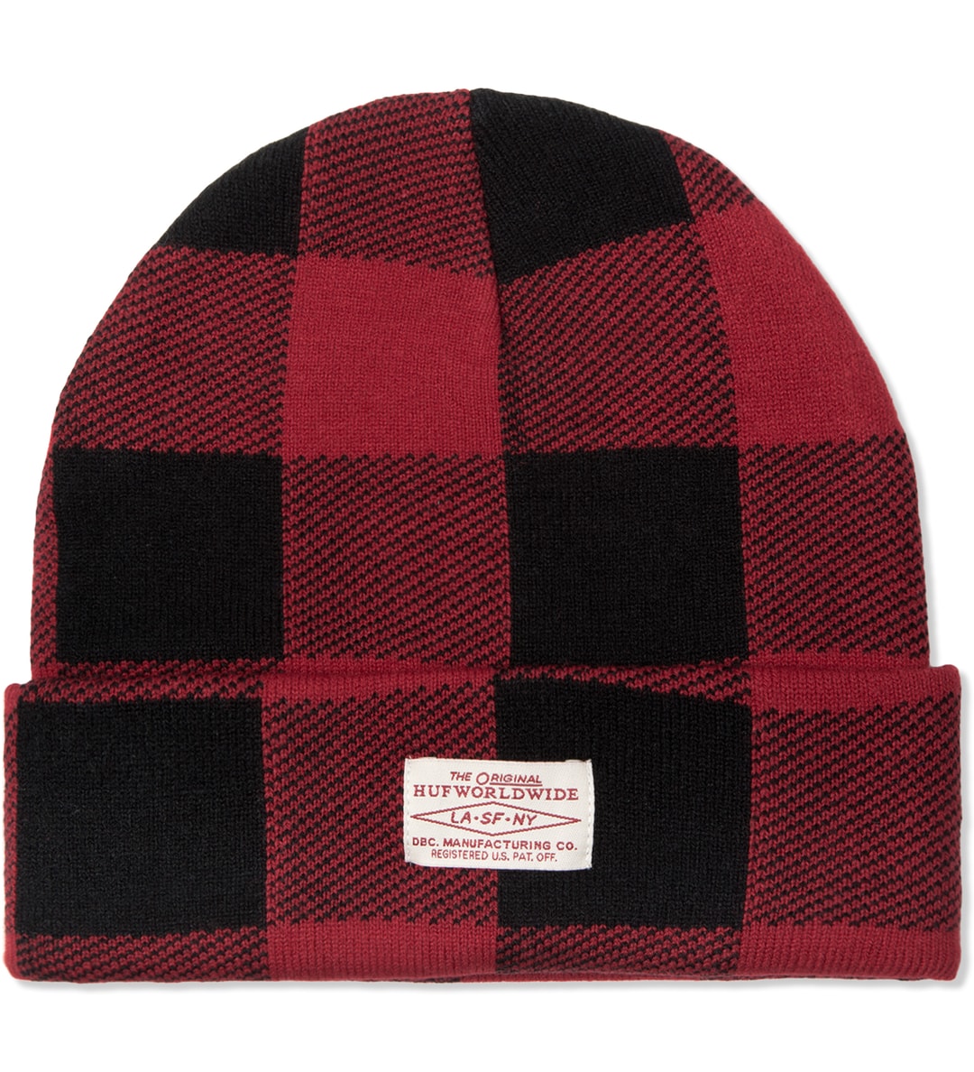 Huf - Red Buffalo Plaid Beanie | HBX - Globally Curated Fashion and ...
