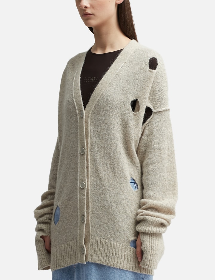 MM6 Maison Margiela - Distressed Long Cardigan | HBX - Globally Curated ...