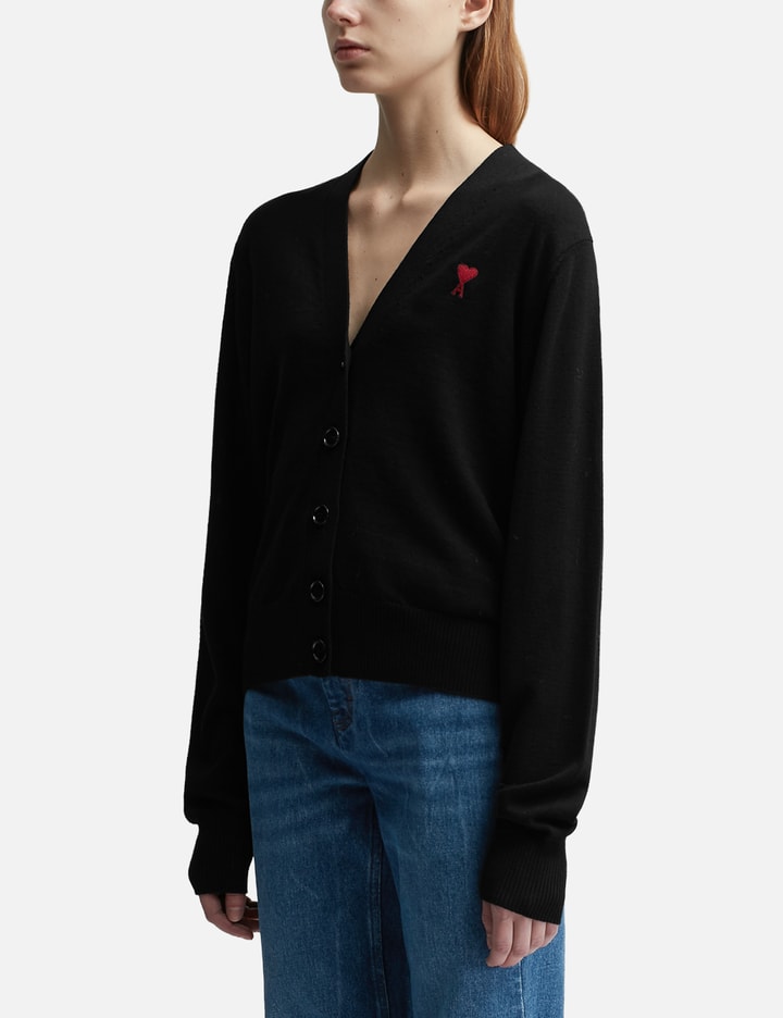 Ami - Red Ami De Coeur Cardigan | HBX - Globally Curated Fashion and ...