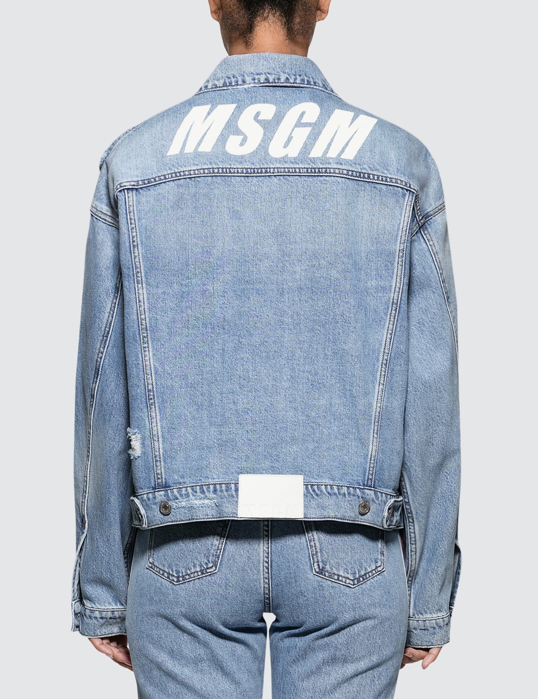 MSGM - New Logo Msgm Light Blue Washed Denim Jacket | HBX