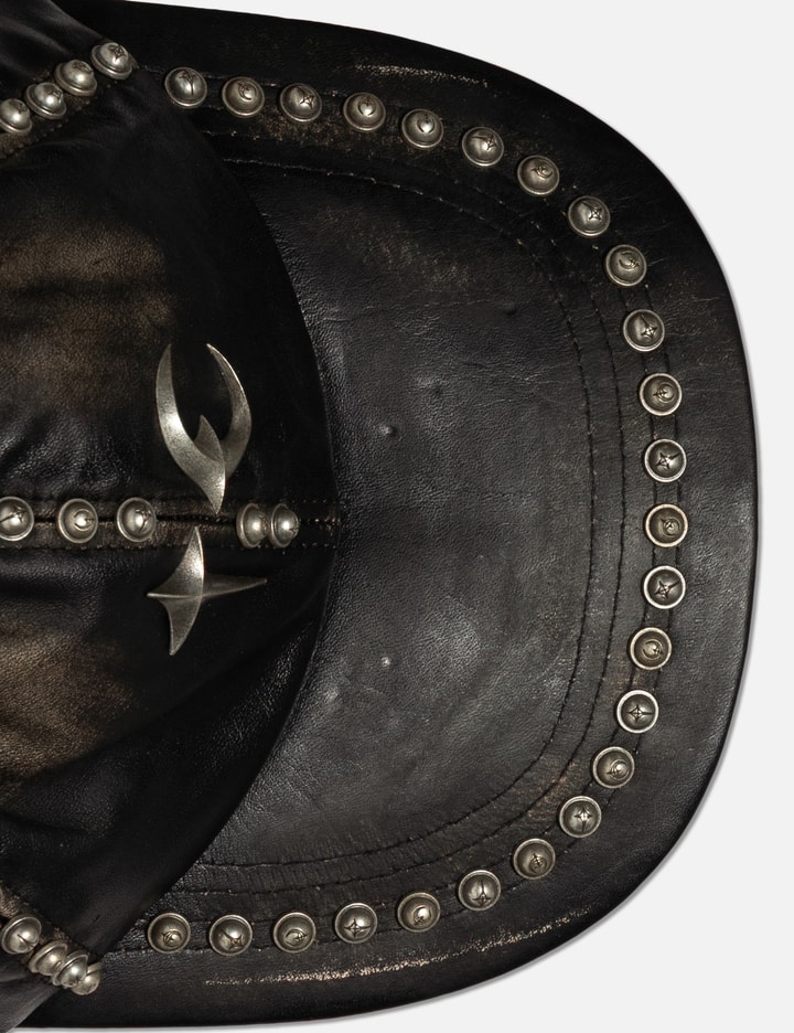 THUG CLUB Studded Washed Leather Cap - Vintage leather, metal logo ...