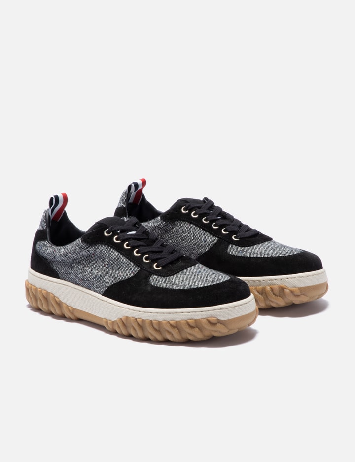 Thom Browne - Donegal Tweed Cable Knit Sole Letterman Trainers | HBX