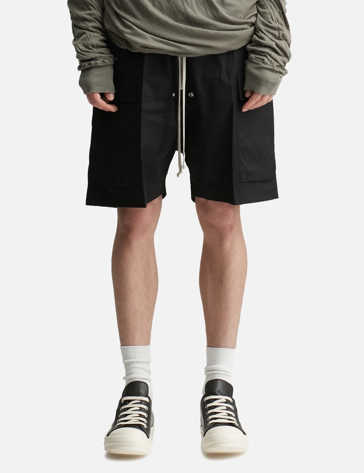 Rick Owens Cargobela Shorts - Black knee-length cargo shorts, wide-leg ...