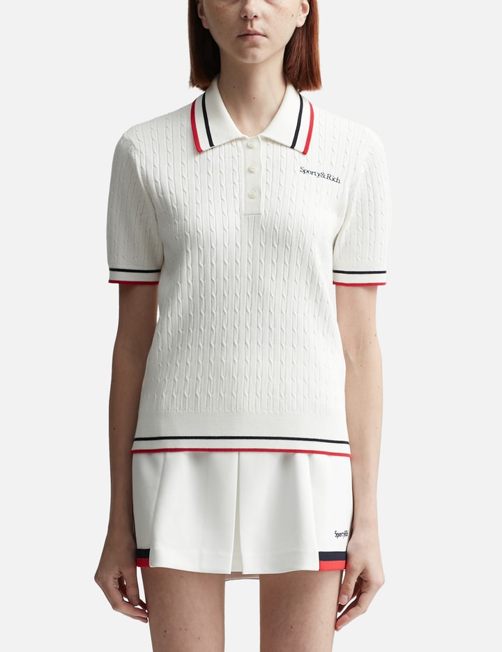 Sporty & Rich - Serif Logo Mini Cable Polo | HBX