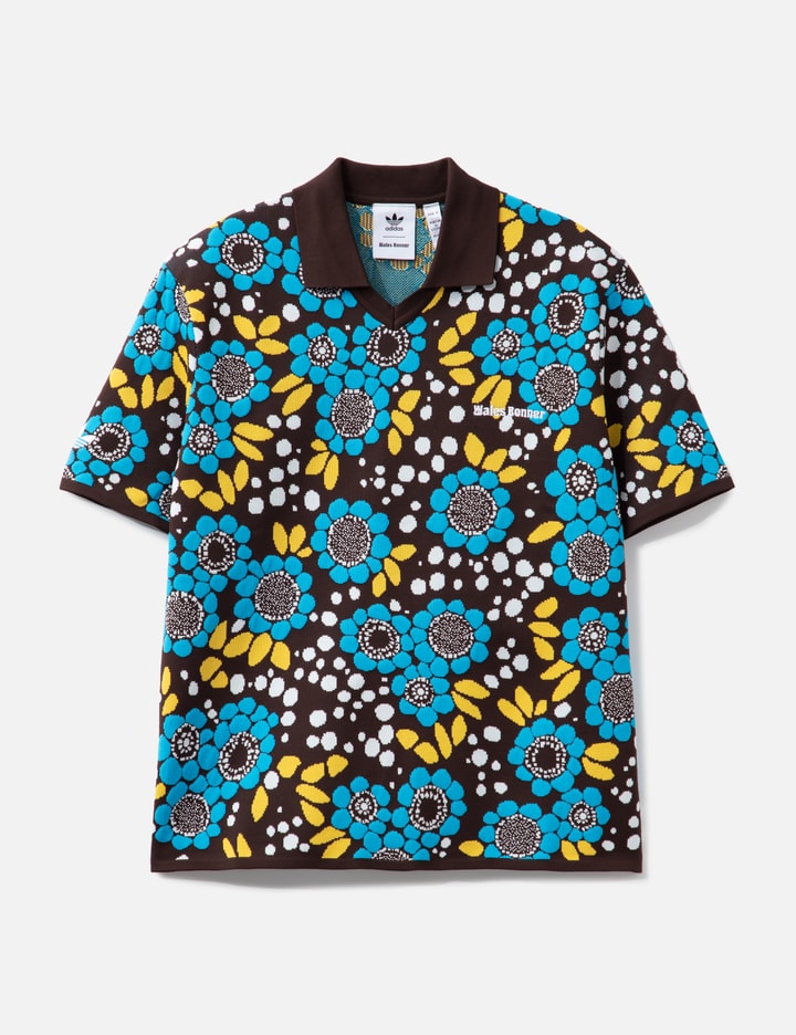 Adidas Originals By Wales Bonner Knit Floral Polo Shirt In Blue | ModeSens
