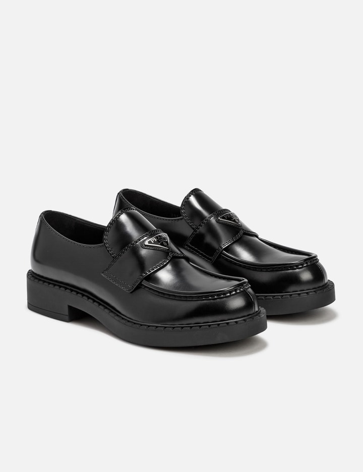 Prada - Chocolate Brushed Leather Loafers | HBX