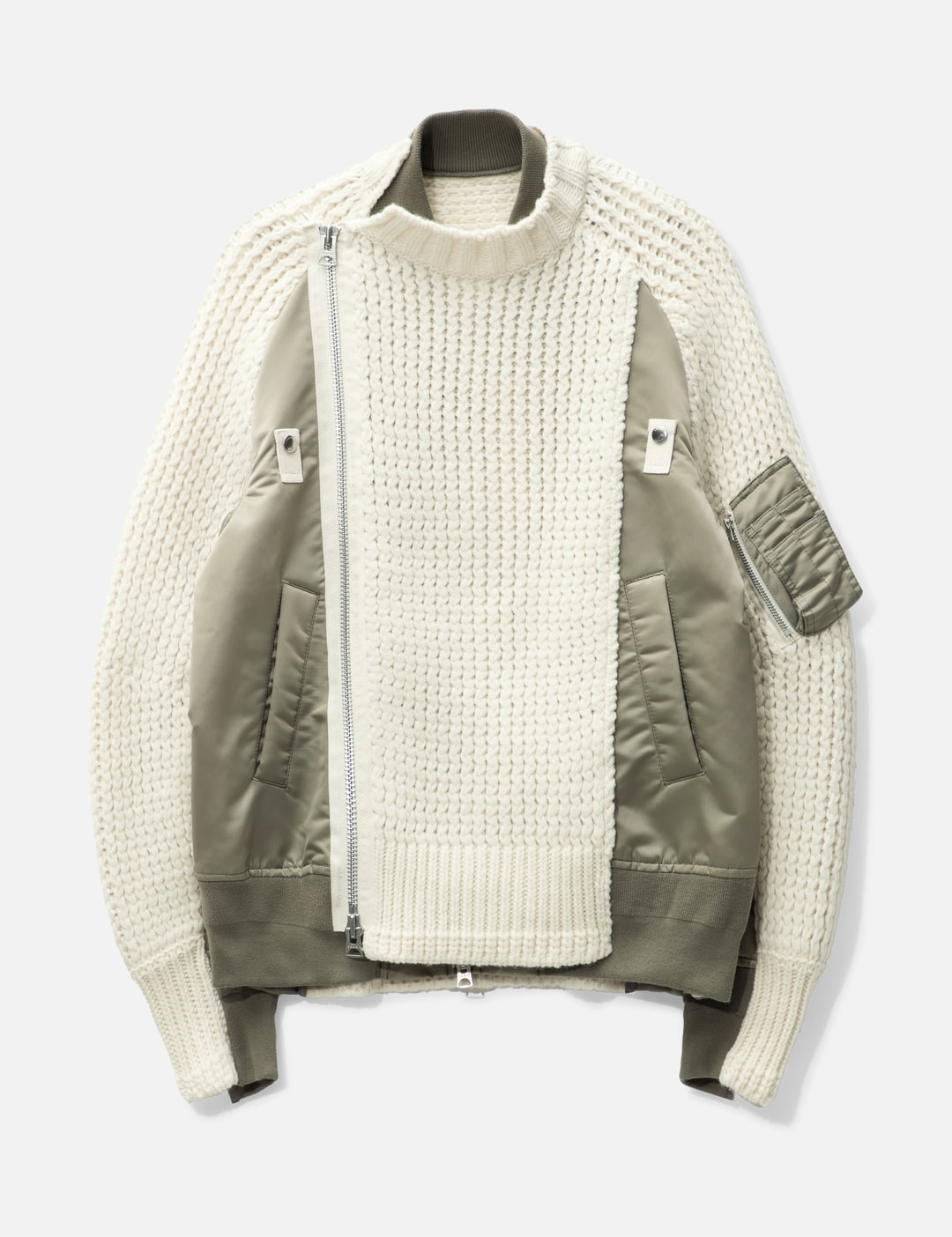 Sacai - Nylon Twill Mix Knit Blouson | HBX - Globally Curated Fashion and Lifestyle by Hypebeast