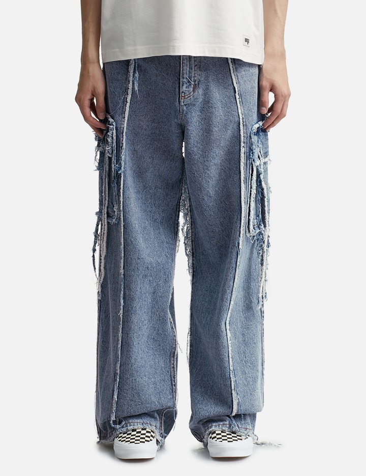 DHRUV KAPOOR - DESTROYED CARGO JEANS | HBX - HYPEBEAST 為您搜羅全球潮流時尚品牌