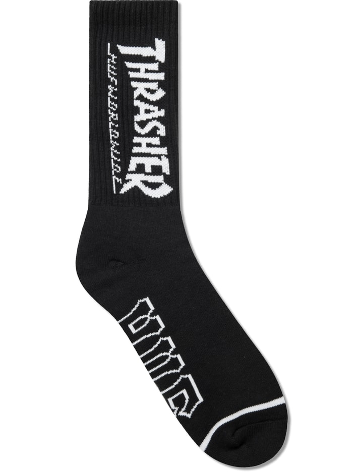 Huf - Black Huf X Thrasher Logo Crew Sock | HBX - Globally Curated ...
