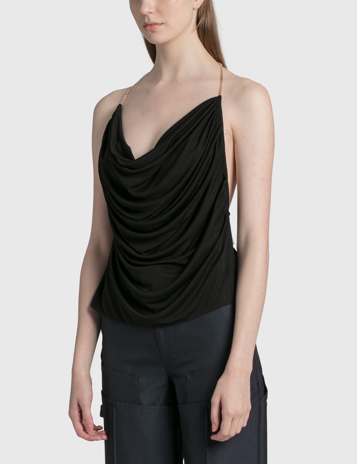 Loewe Open-back Chain-embellished Draped Silk-satin Top In Black | ModeSens