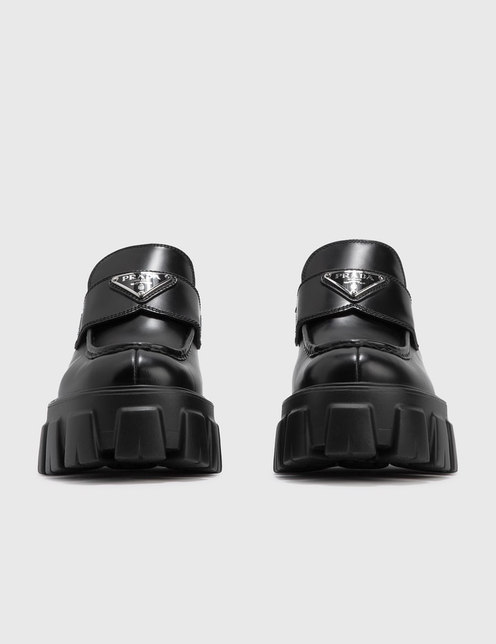 Prada - Monolith Brushed Leather Loafers | HBX