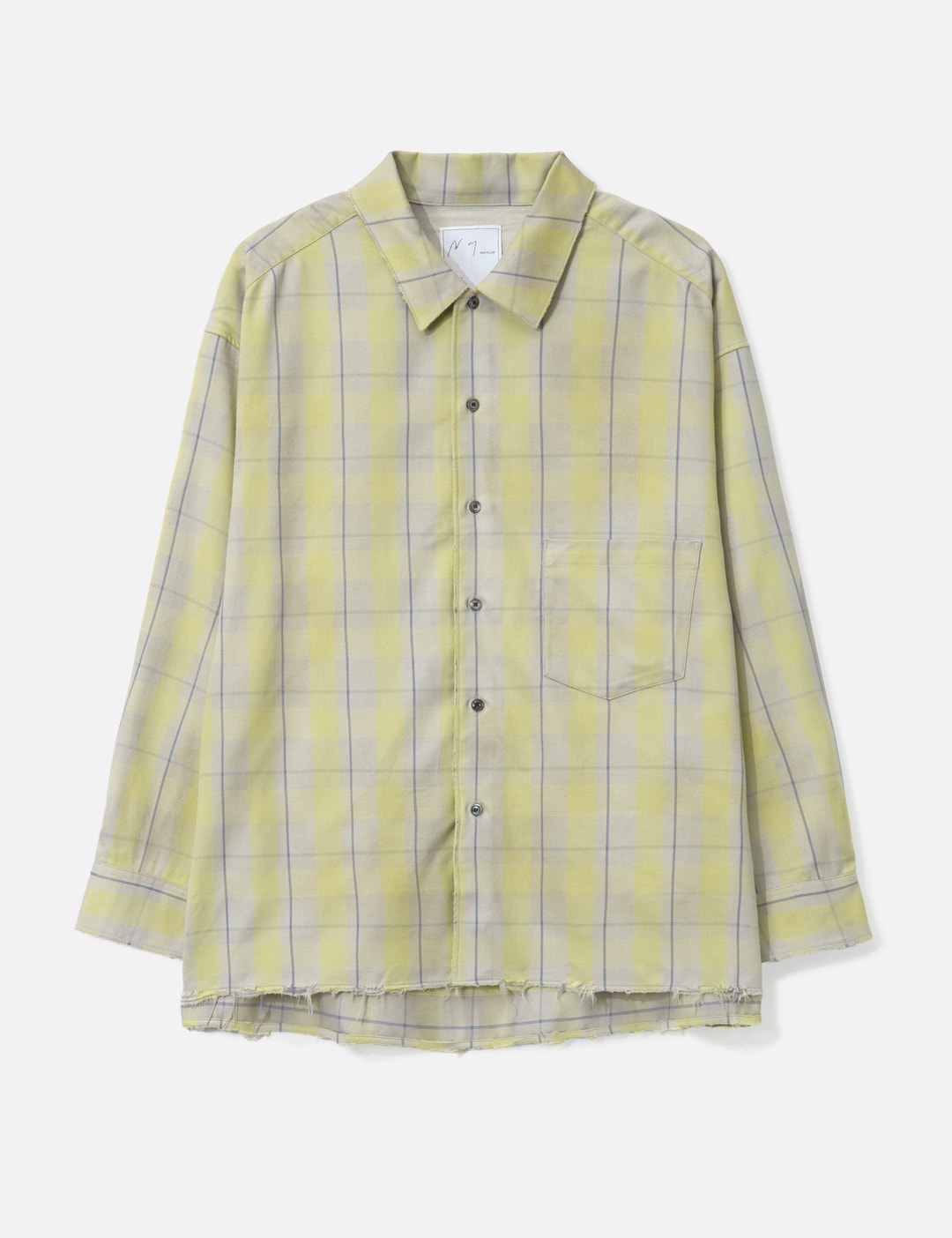 ANCELLM C/R Check Shirt - Yellow draped cotton-rayon shirt with ...