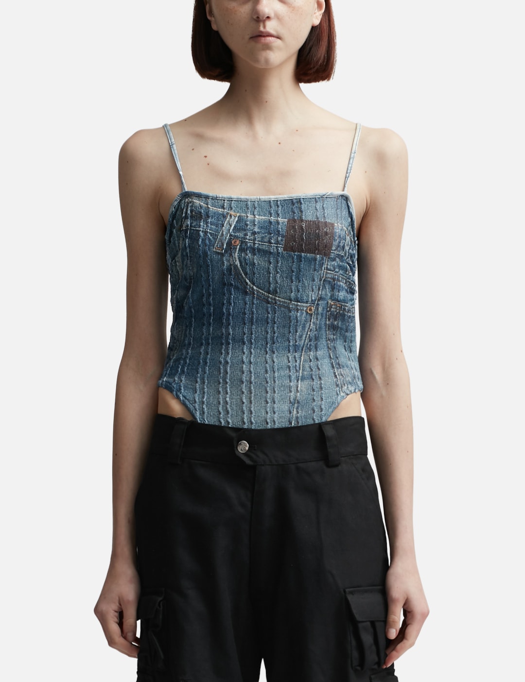 Andersson Bell - DENIM PRINTED KNIT BODYSUIT | HBX