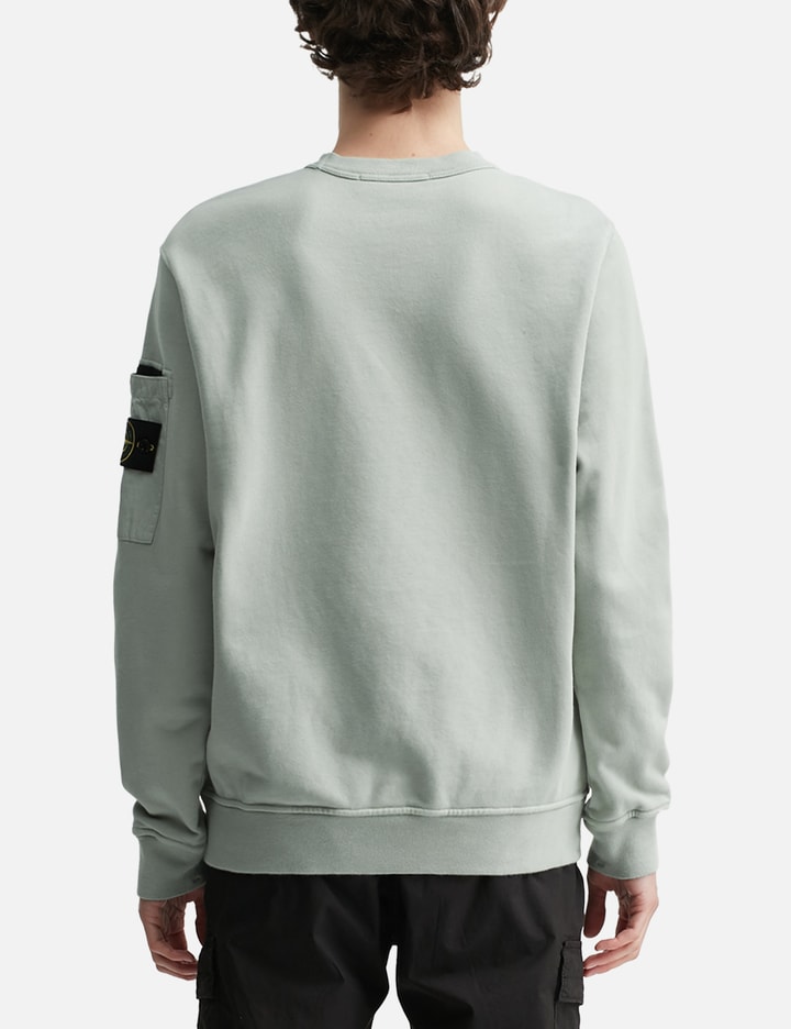 Stone Island Cotton Fleece Crewneck Sweatshirt - 中厚純棉抓毛布圓領衛衣，成衣染色，左袖 ...
