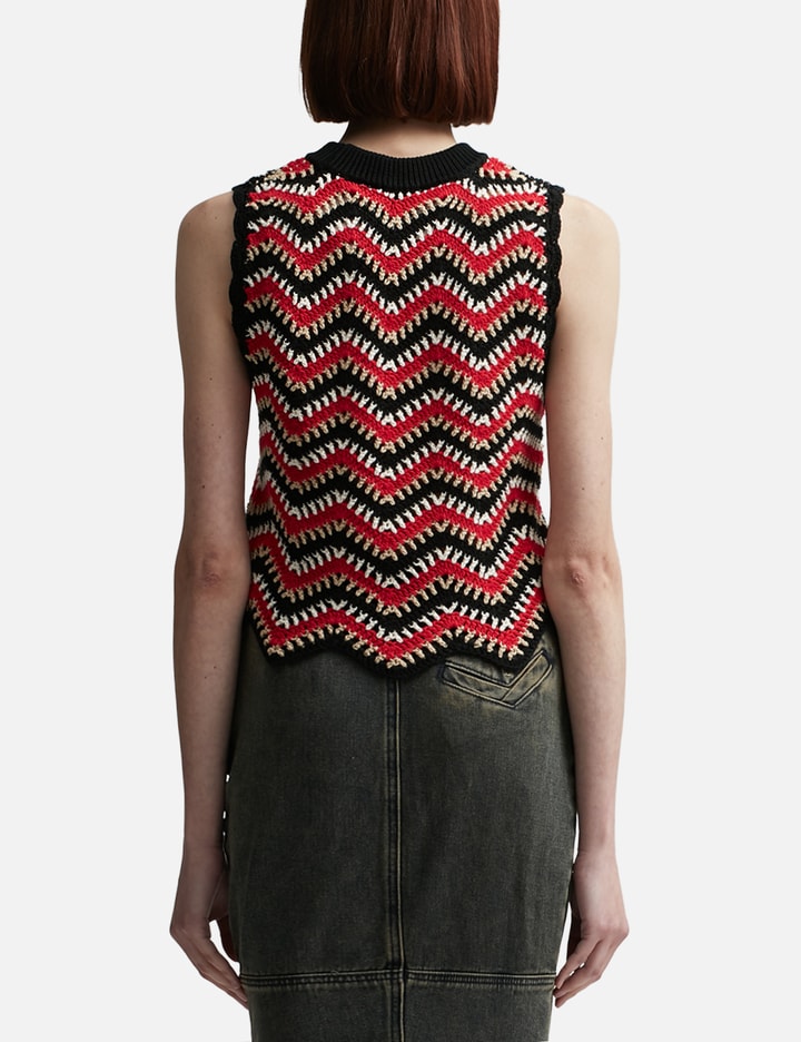 Ganni - Red Cotton Crochet Vest | HBX