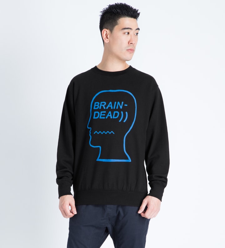 Brain Dead - Black Logo Crewneck Sweater | HBX - Globally Curated ...