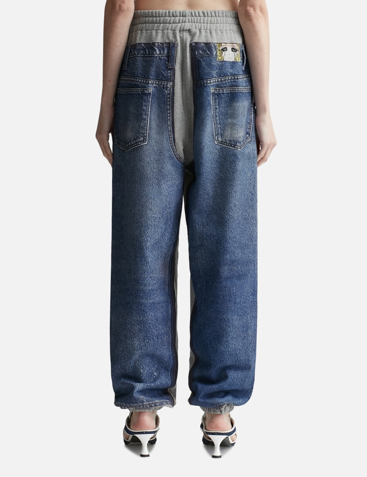 pushBUTTON - GRAY DENIM PRINTED SWEATPANTS | HBX - Globally Curated Fashion and Lifestyle by ...