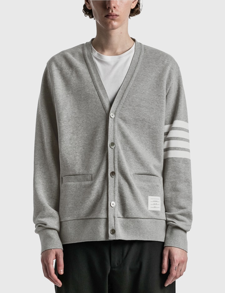 Thom Browne - Loopback Jersey Knit 4-Bar Cardigan | HBX - Globally ...