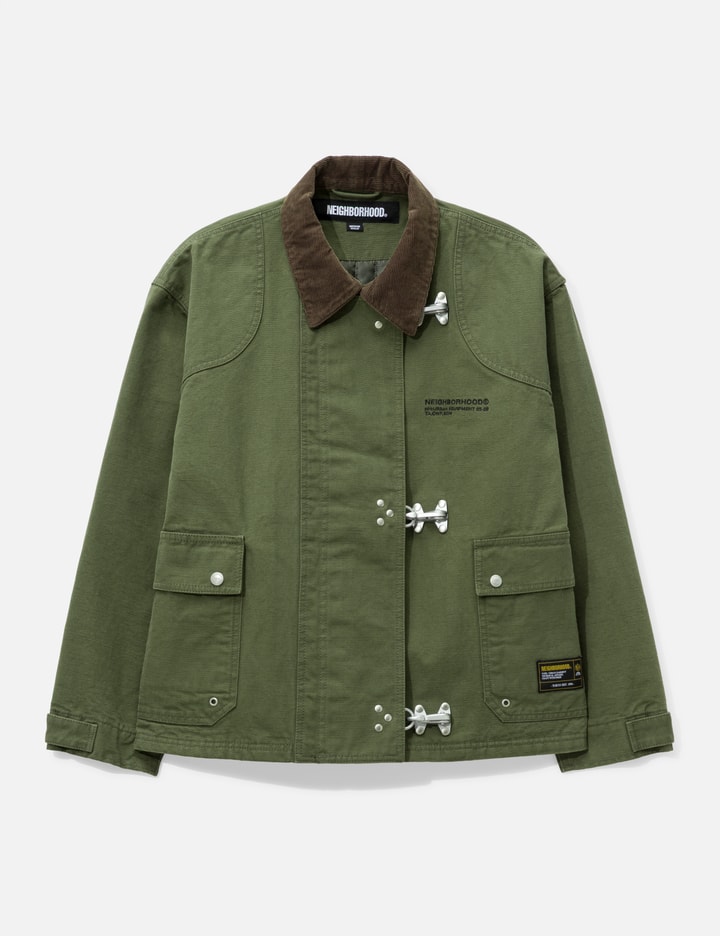 NEIGHBORHOOD Fireman Jacket - Olive-drab duck canvas jacket with ...