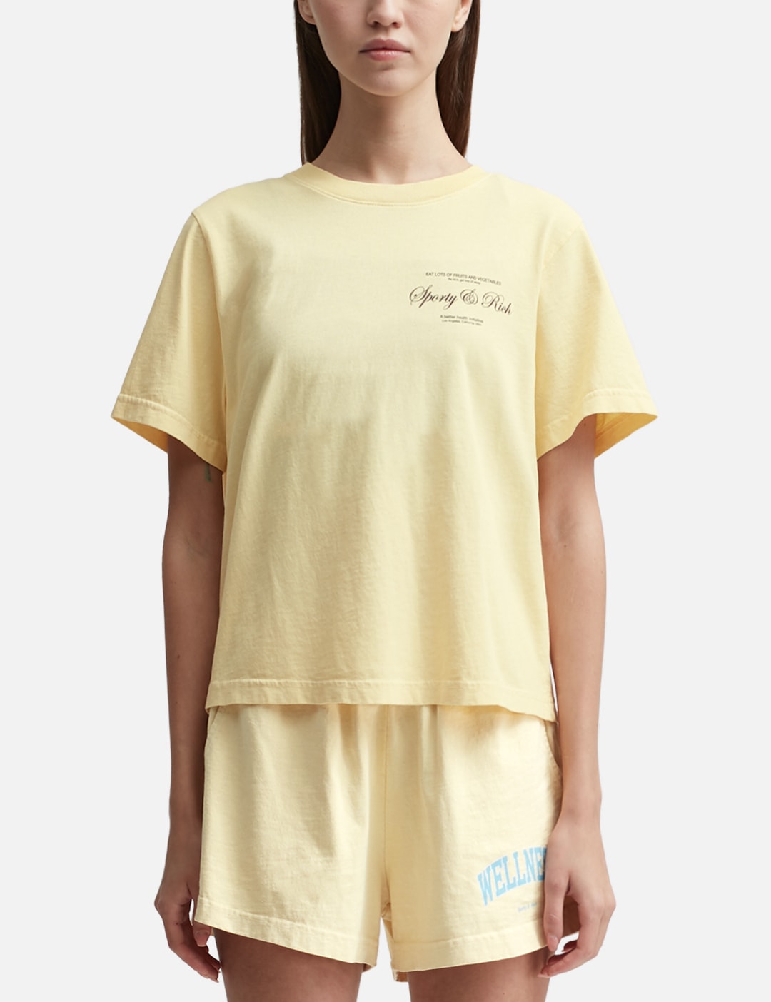 Sporty & Rich - SCRIPT LOGO CROPPED T-SHIRT | HBX - Globally Curated ...