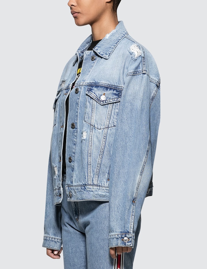 MSGM - New Logo Msgm Light Blue Washed Denim Jacket | HBX