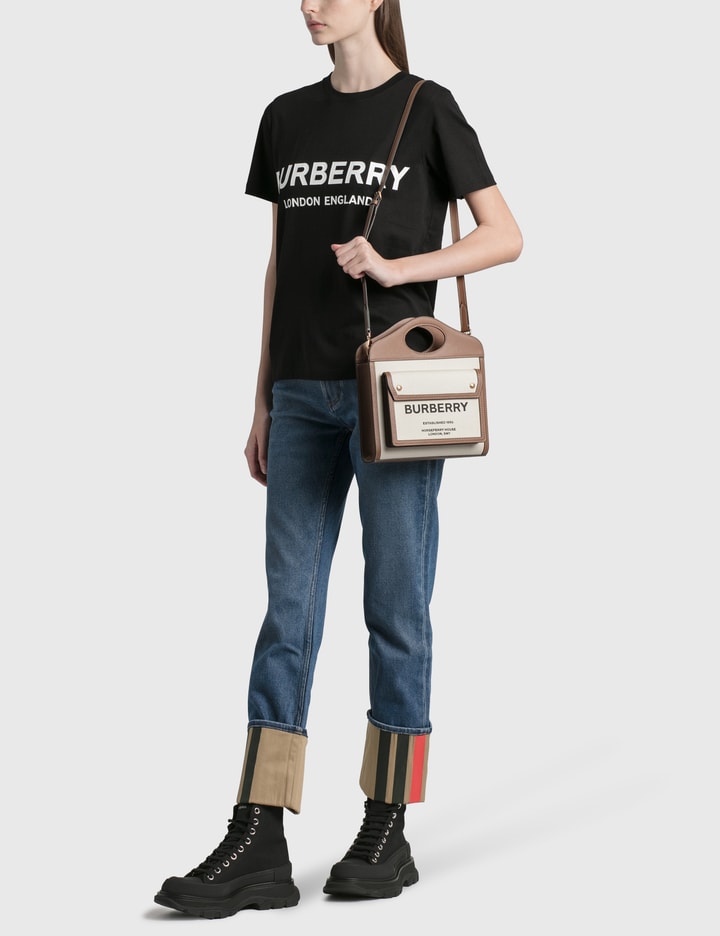 Burberry - Mini Two-Tone Canvas And Leather Pocket Bag | HBX
