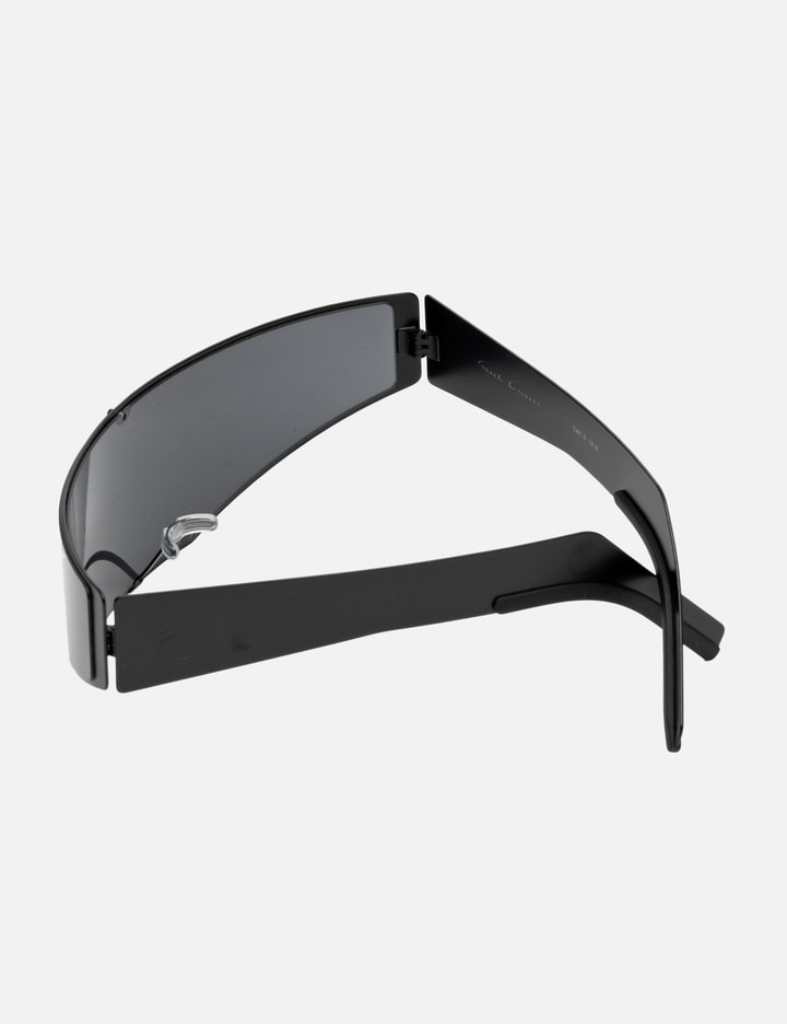 Rick Owens Cyclops - Black geometric sunglasses with wraparound lens | HBX