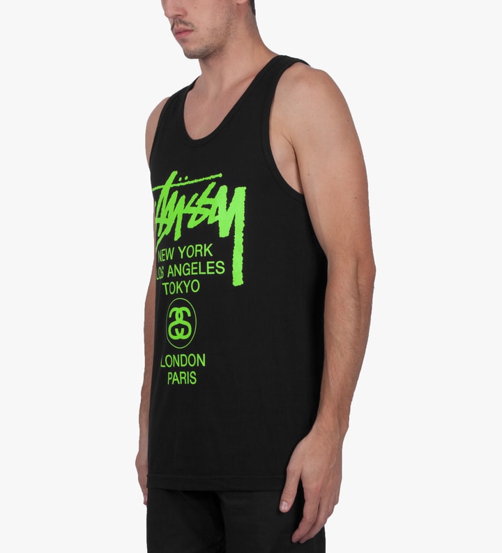 Stüssy - Black World Tour Tank Top | HBX - Globally Curated Fashion and ...
