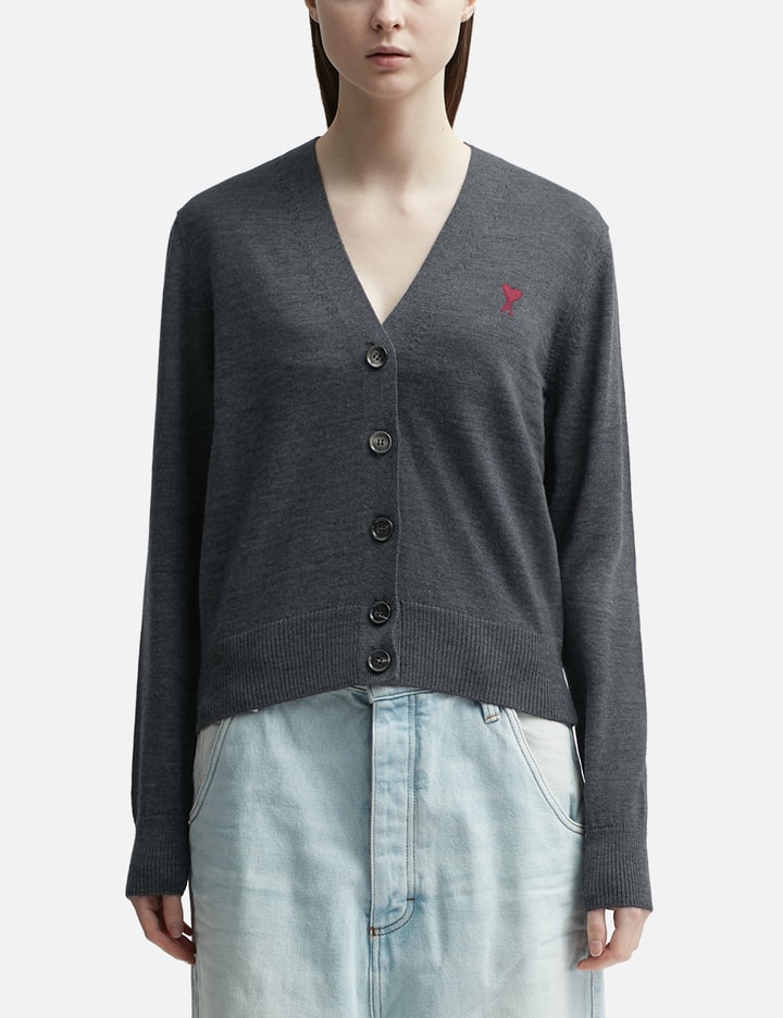 Ami - Red Ami De Coeur Cardigan | HBX - Globally Curated Fashion and ...