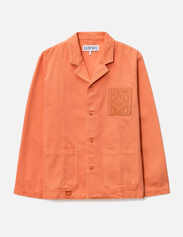 Loewe Anagram Embossed Chest Patch Cotton Workwear Jacket In Orange ...
