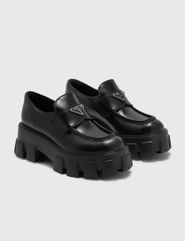 Prada - Monolith Brushed Leather Loafers | HBX