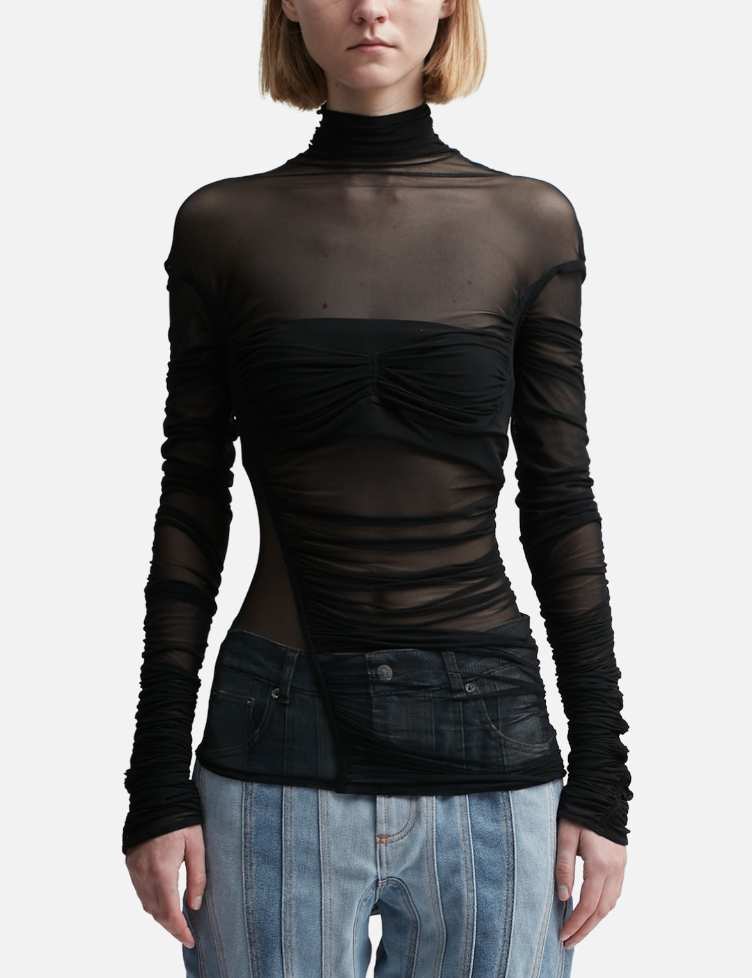 Mugler - Ruched Mesh Top | HBX