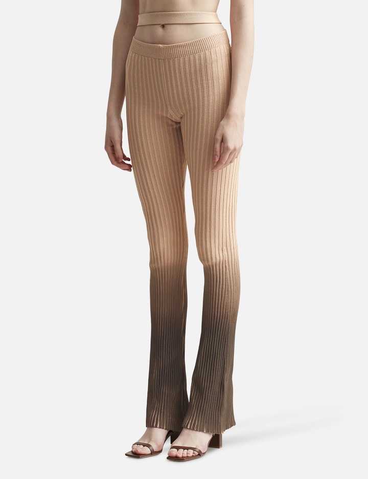 ANDREĀDAMO - Printed Ribbed Knit Flare Pants | HBX