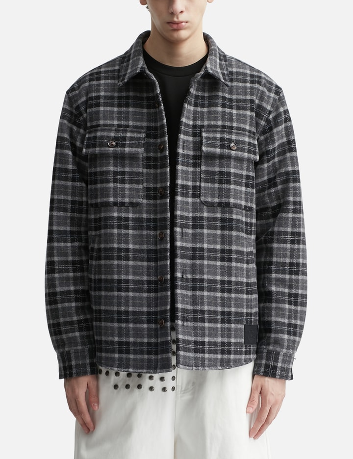 Born x Raised Oversized Embroidered Flannel Shirt Jacket - Quilted wool ...