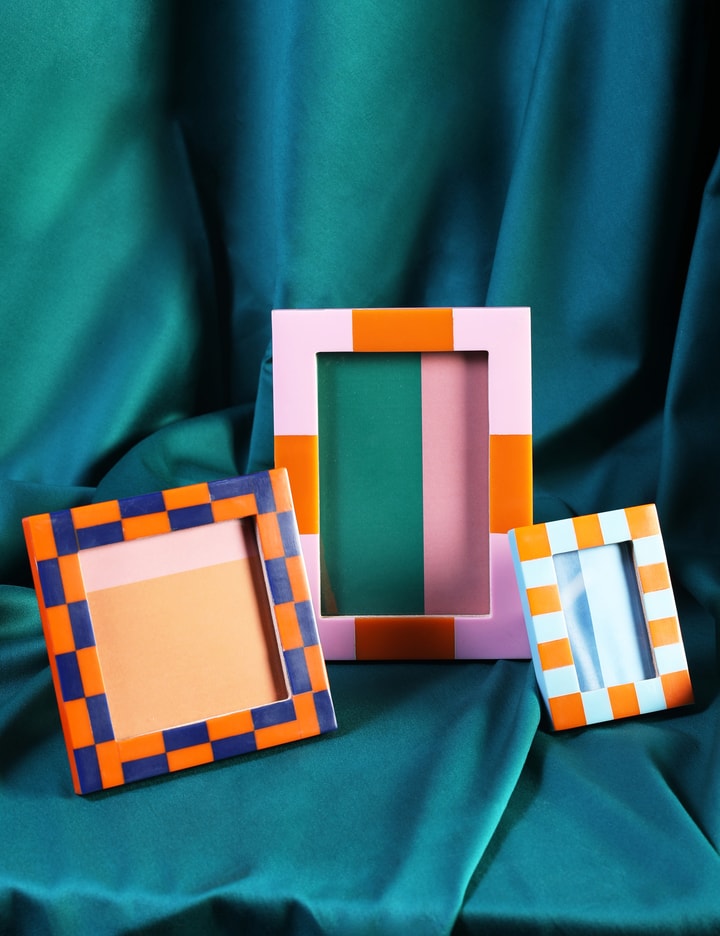 &klevering - Orange Check Rectangular Frame | HBX - Globally Curated ...