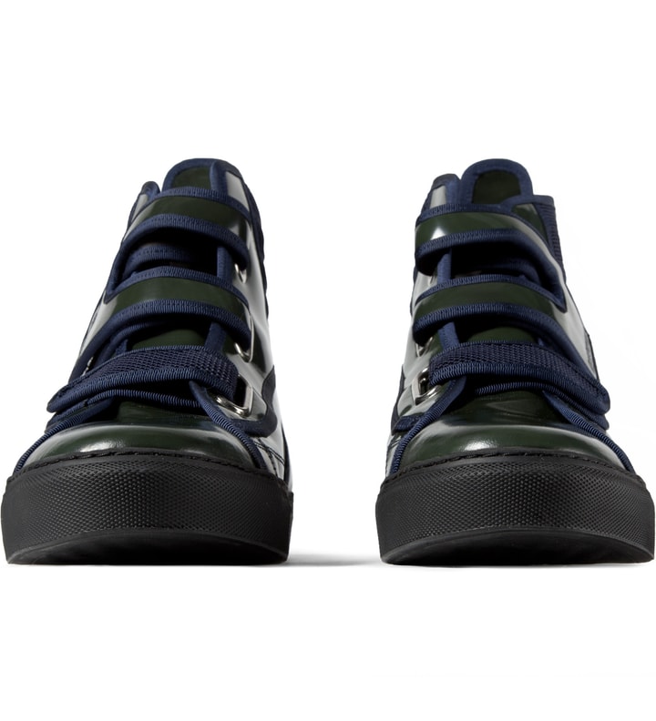 Raf Simons - Dark Green High Velcro Sneakers | HBX - Globally Curated ...