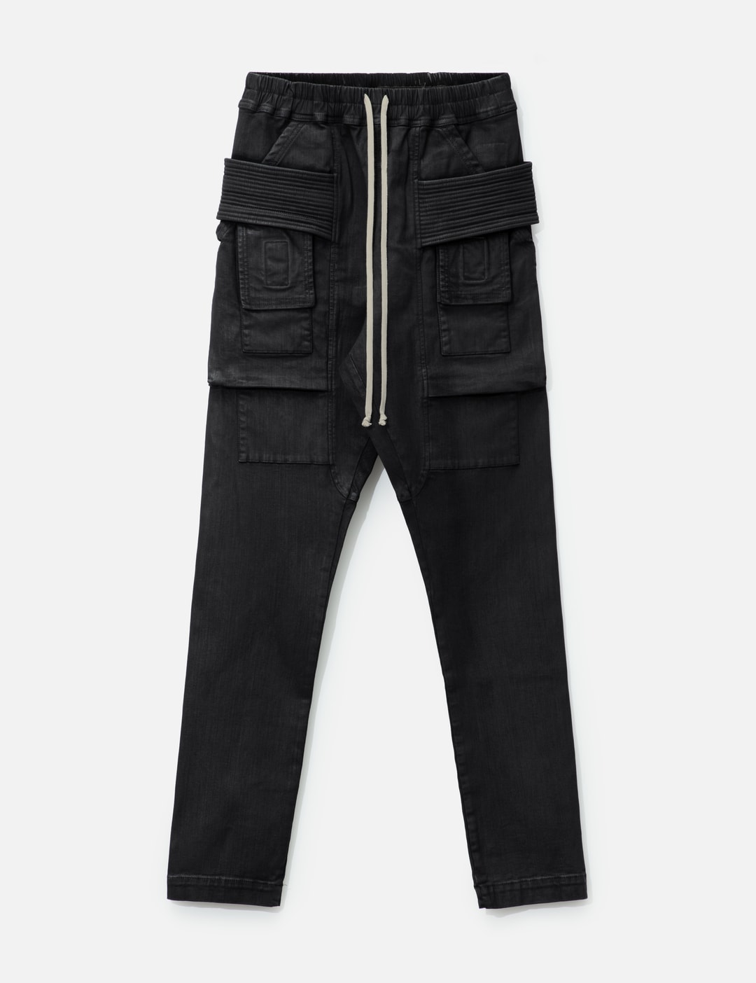 Rick Owens Drkshdw - WAXED STRECH DENIM CREATCH CARGO DRAWSTRING | HBX