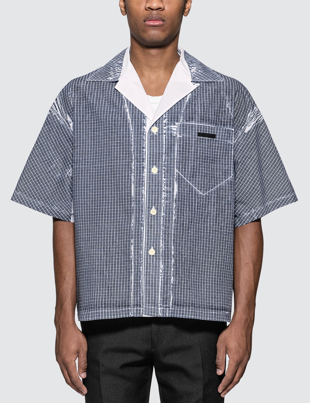 Prada - Stencil Check Poplin Bowling Shirt | HBX - Globally Curated ...