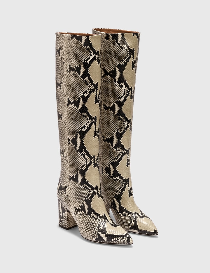 Paris Texas - Python Printed Leather Block Heel Boot | HBX