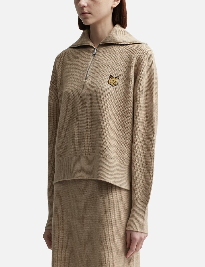 Maison Kitsuné - Bold Fox Head Patch Half Zip Ribbed Jumper | HBX ...