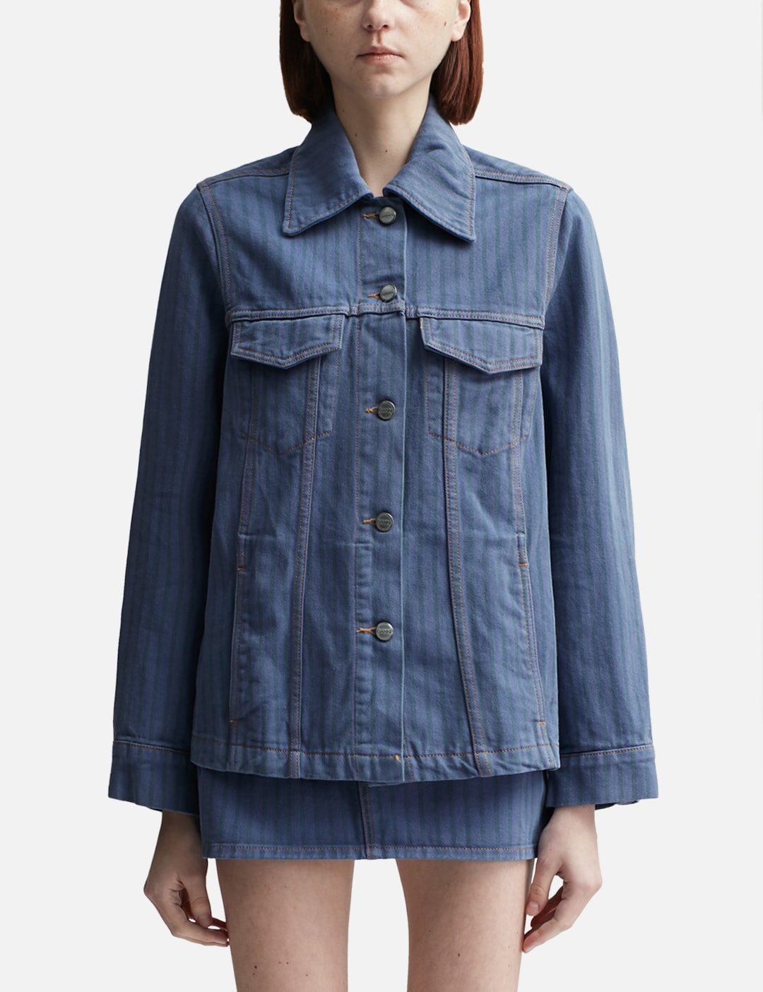 Ganni - Stripe Overdyed Denim Jacket | HBX
